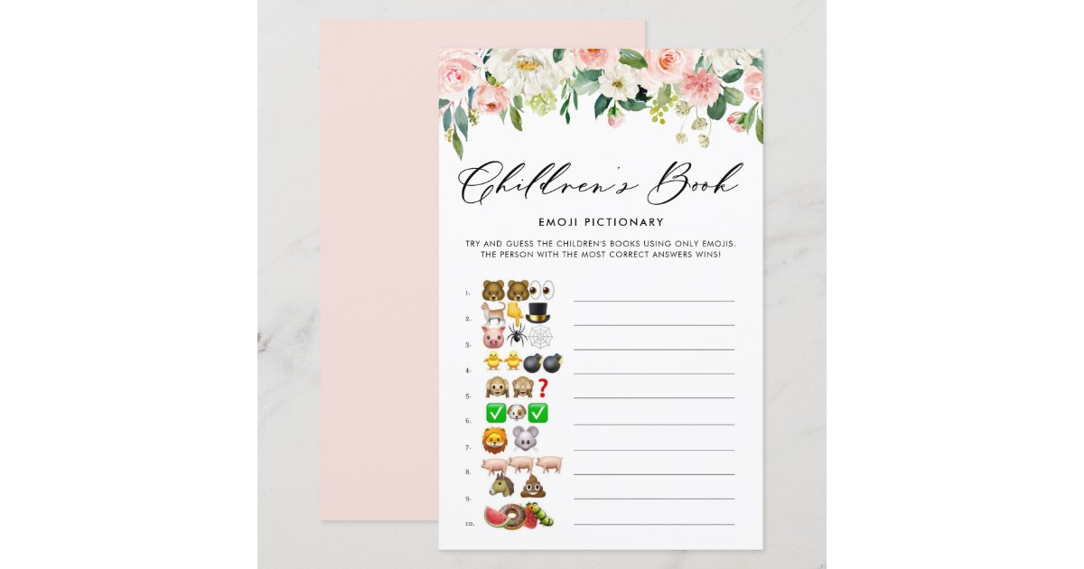 Garden Flowers Emoji Pictionary Baby Shower Game | Zazzle