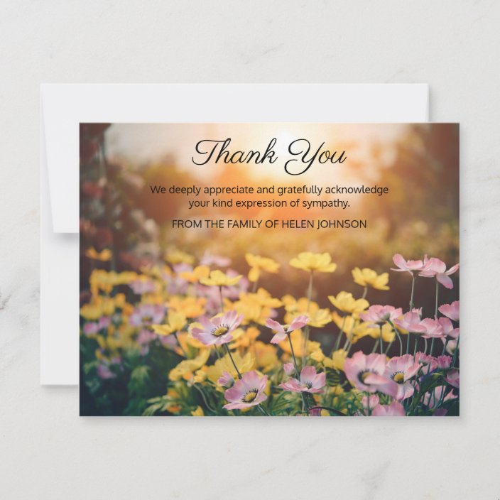 Garden Flowers Funeral Thank You Note Card | Zazzle.com