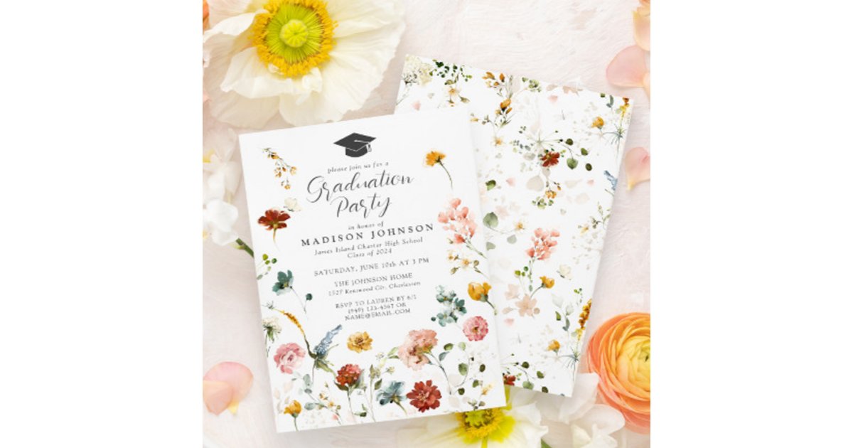 Garden Flowers High School Graduation Party Invitation | Zazzle