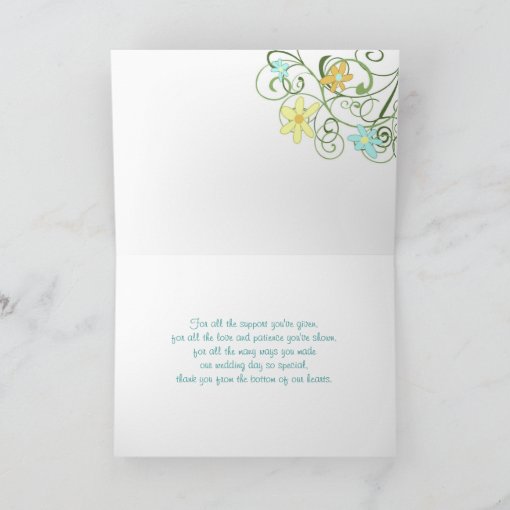 Garden Flowers Parents Wedding Day Thank You Card | Zazzle