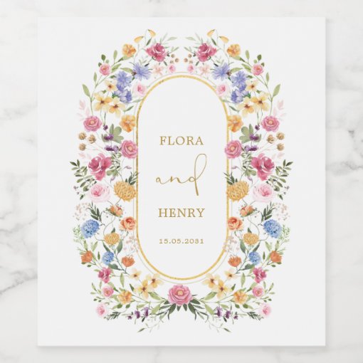 Garden Flowers Spring Wildflower Wedding Favors Wine Label | Zazzle