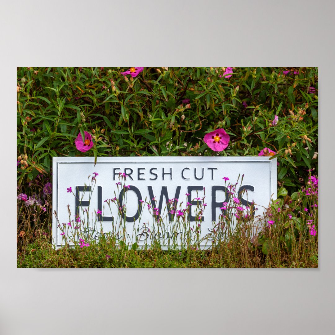 Garden flowers with fresh cut flower sign 0711 | Zazzle