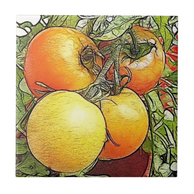 Garden Fresh Heirloom Tomatoes Tile | Zazzle