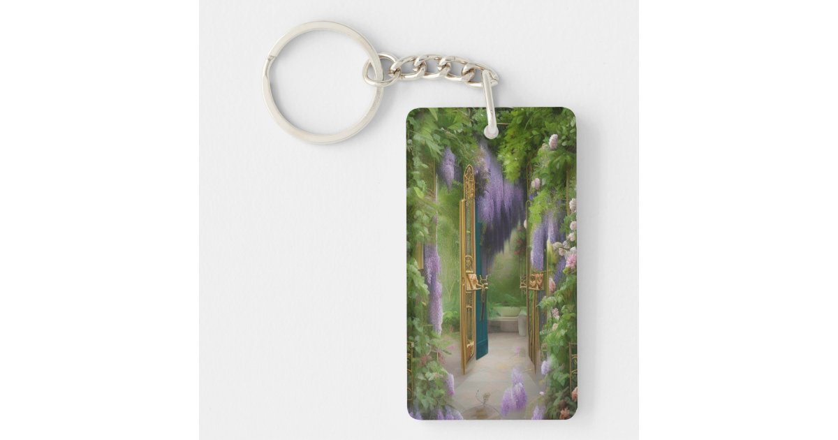 Garden Gate and Wisteria Keychain | Zazzle