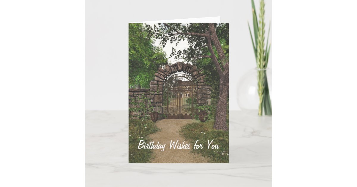 Garden Gate Birthday Card | Zazzle