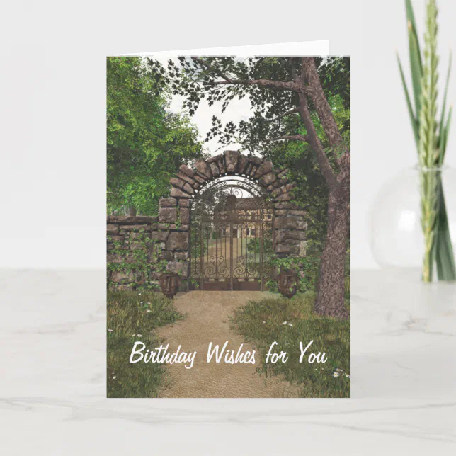 Garden Gate Birthday Card | Zazzle
