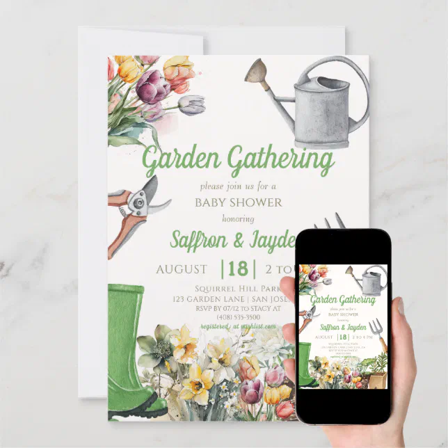 Garden Gathering Party Spring Baby Shower Invitation | Zazzle