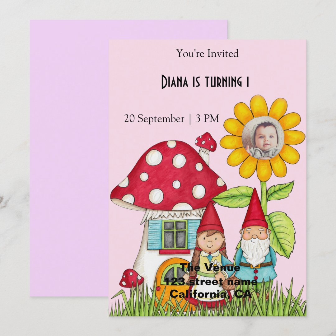 Garden Gnome Birthday Invitation | Zazzle