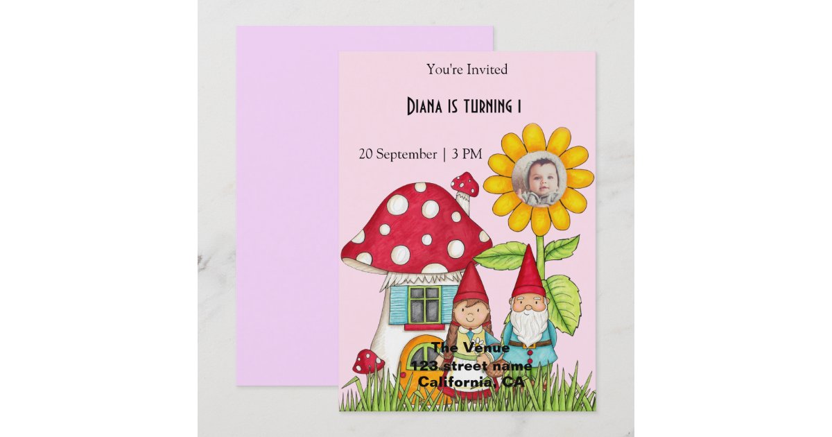 Garden Gnome Birthday Invitation | Zazzle