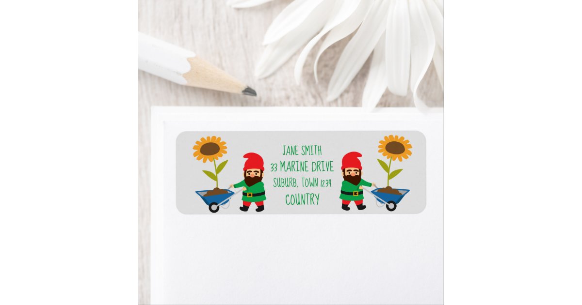 Garden gnome cute gardening theme label | Zazzle