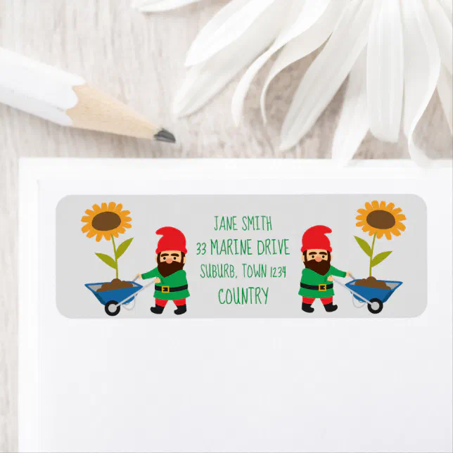 Garden gnome cute gardening theme label | Zazzle