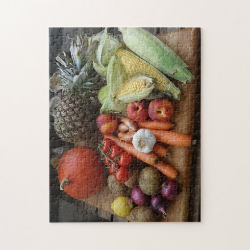 Garden Harvest Vegetables and Fruits Jigsaw Puzzle | Zazzle