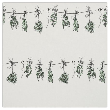 Herb Garden Kitchen Culinary Herbs Pattern Fabric | Zazzle
