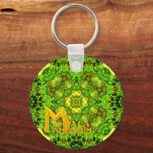 "Garden Inlay" Mandala Mandarin Logo keychain | Zazzle