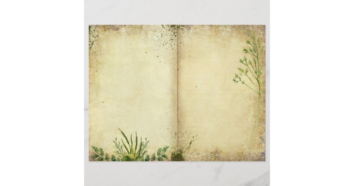 Garden Journal Wild Herb Greenery Scrapbook Paper | Zazzle