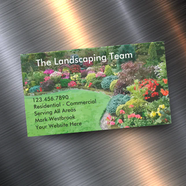 Garden Landscaping Services Business Card Magnet | Zazzle