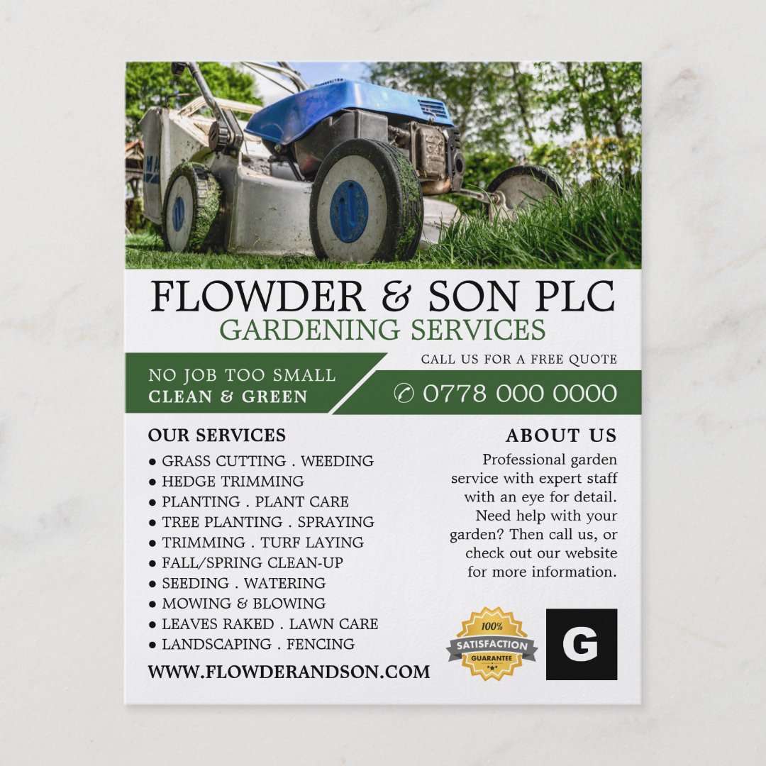 Garden Lawn-Mower, Garden Service, Horticulturist Flyer | Zazzle