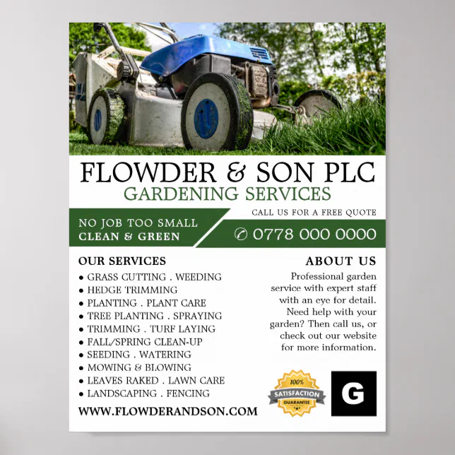 Garden Lawn-Mower, Garden Service, Horticulturist Poster | Zazzle