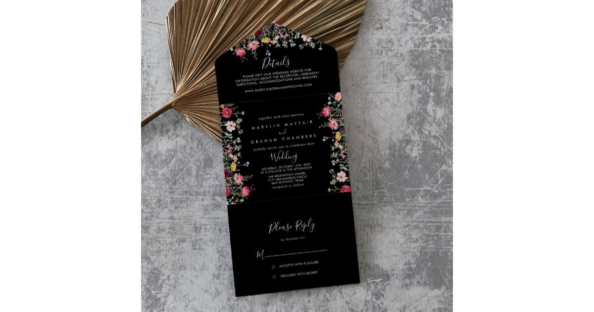 Garden Multicolor Wildflower Wedding All In One Invitation | Zazzle