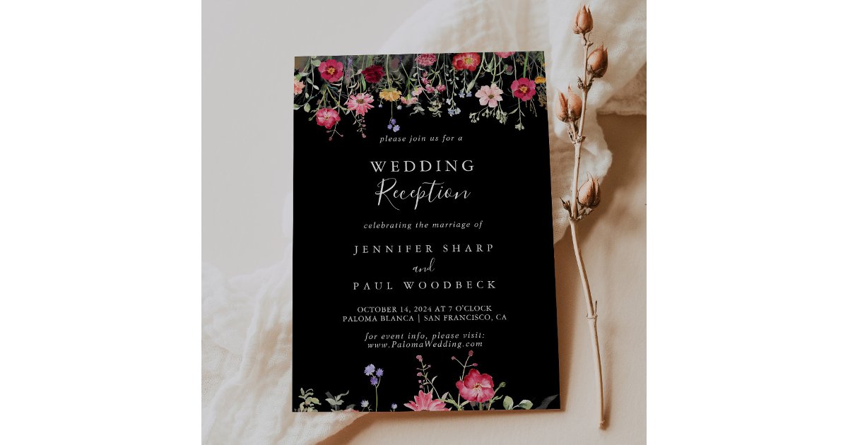 Garden Multicolor Wildflower Wedding Reception Invitation | Zazzle