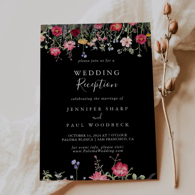 Garden Multicolor Wildflower Wedding Reception Invitation | Zazzle