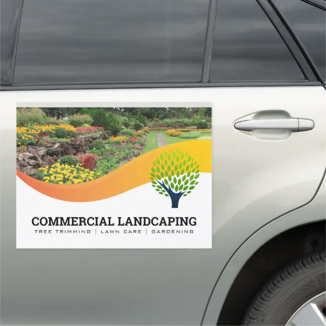 Garden Outdoors | Tree Logo | Landscaping Car Magnet | Zazzle