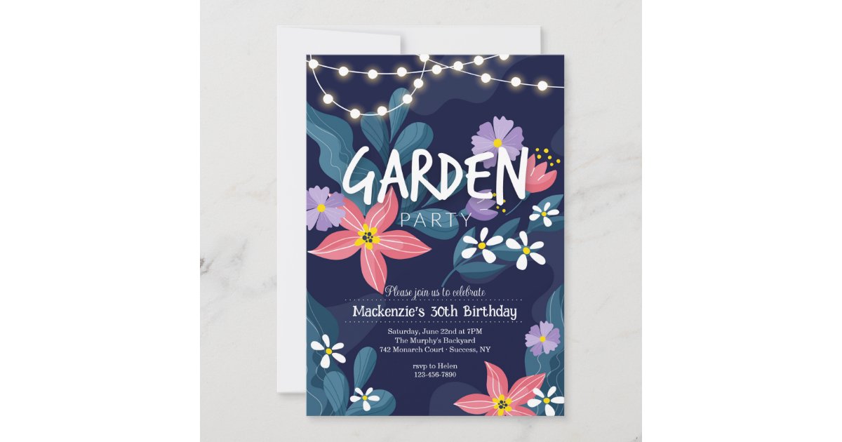 Garden Party Night Invitation | Zazzle