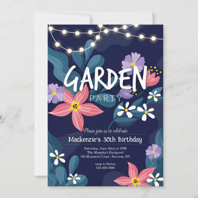 Garden Party Night Invitation | Zazzle