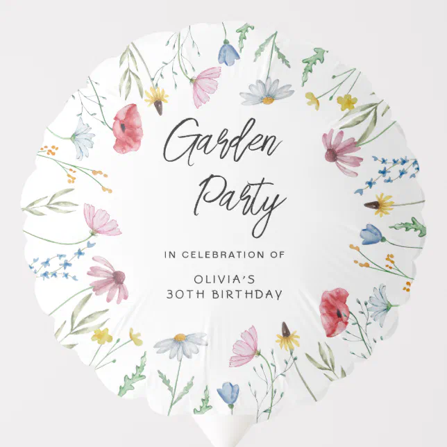 Garden Party Wildflowers Birthday Balloon | Zazzle