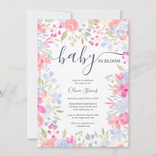 Garden pastel wild flowers spring baby shower invitation | Zazzle