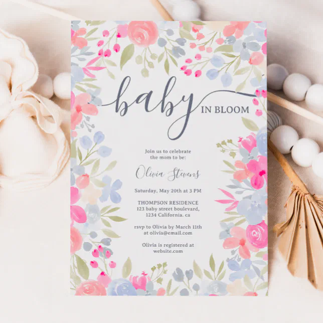 Garden pastel wild flowers spring baby shower invitation | Zazzle