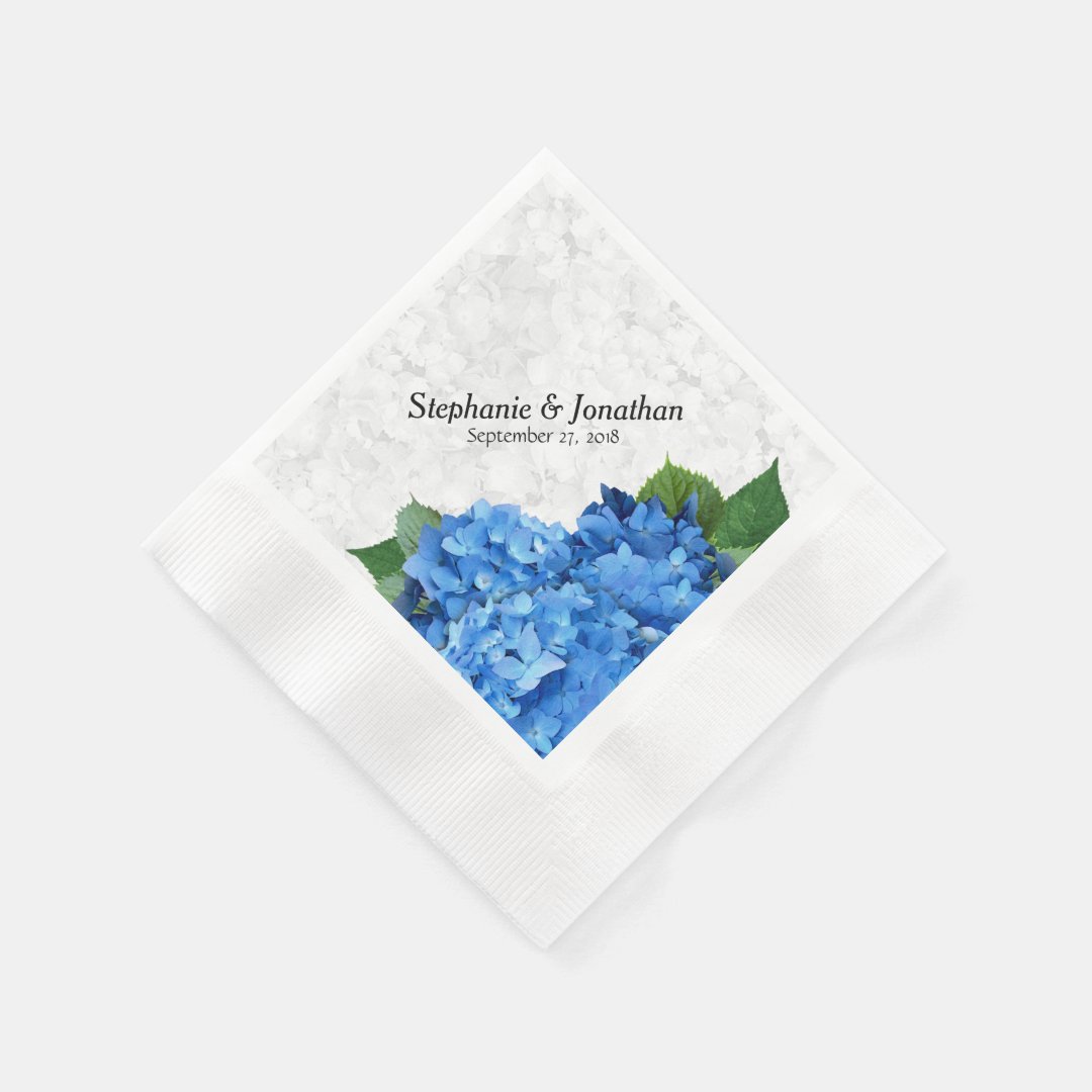 Garden Romance Blue Hydrangea Floral Napkins | Zazzle