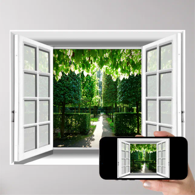 Garden Scene Fake Window View 3D Poster | Zazzle