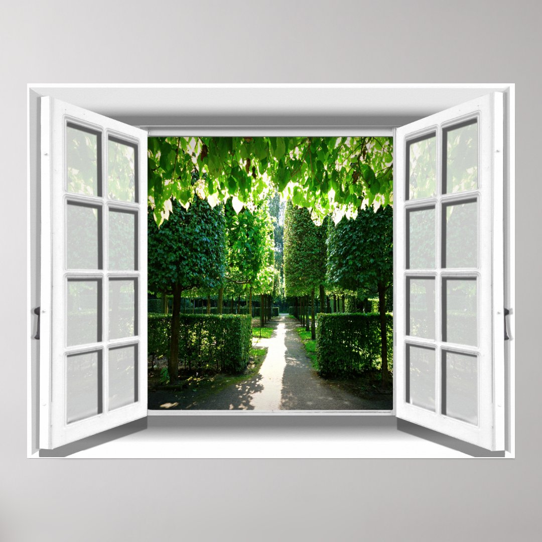 Garden Scene Fake Window View 3D Poster | Zazzle