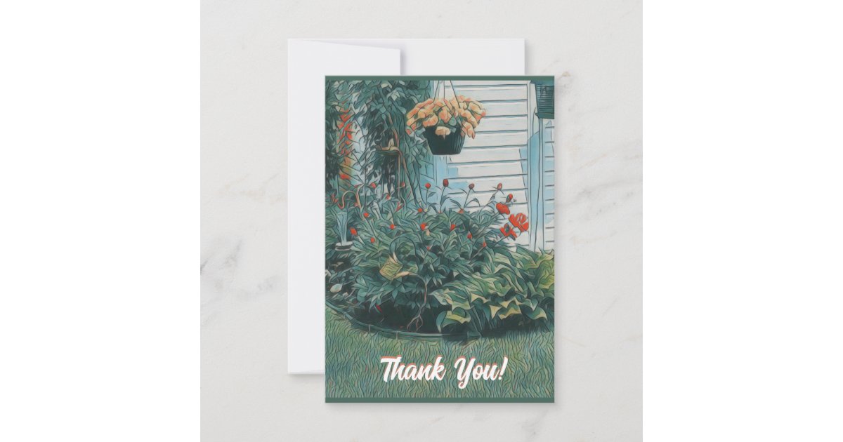 Garden Scene Thank You Card | Zazzle