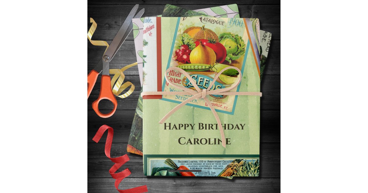 Garden Seed Packet Birthday Wrapping Paper Sheets | Zazzle