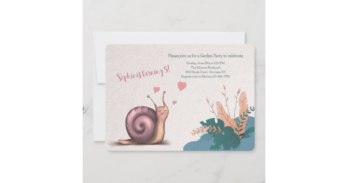 Garden Snail Birthday Party Invitation | Zazzle
