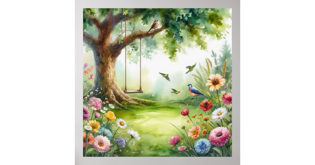 Garden Swing Landscape 8 Poster | Zazzle