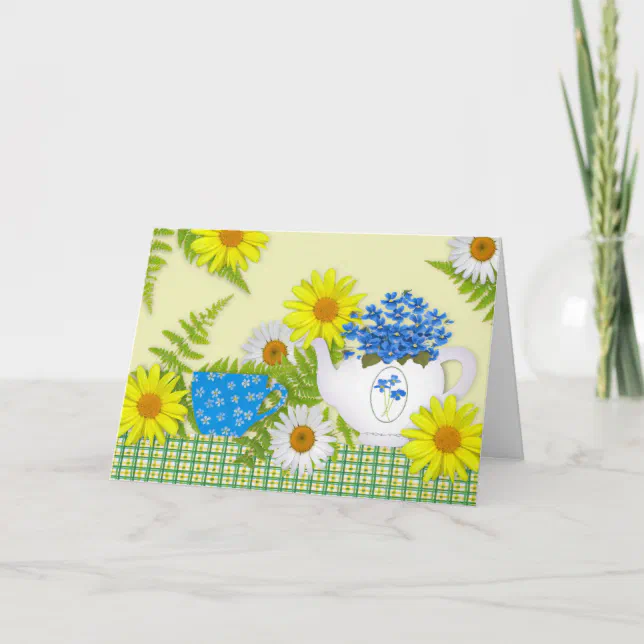 Garden Tea Birthday Card (Large Print) | Zazzle