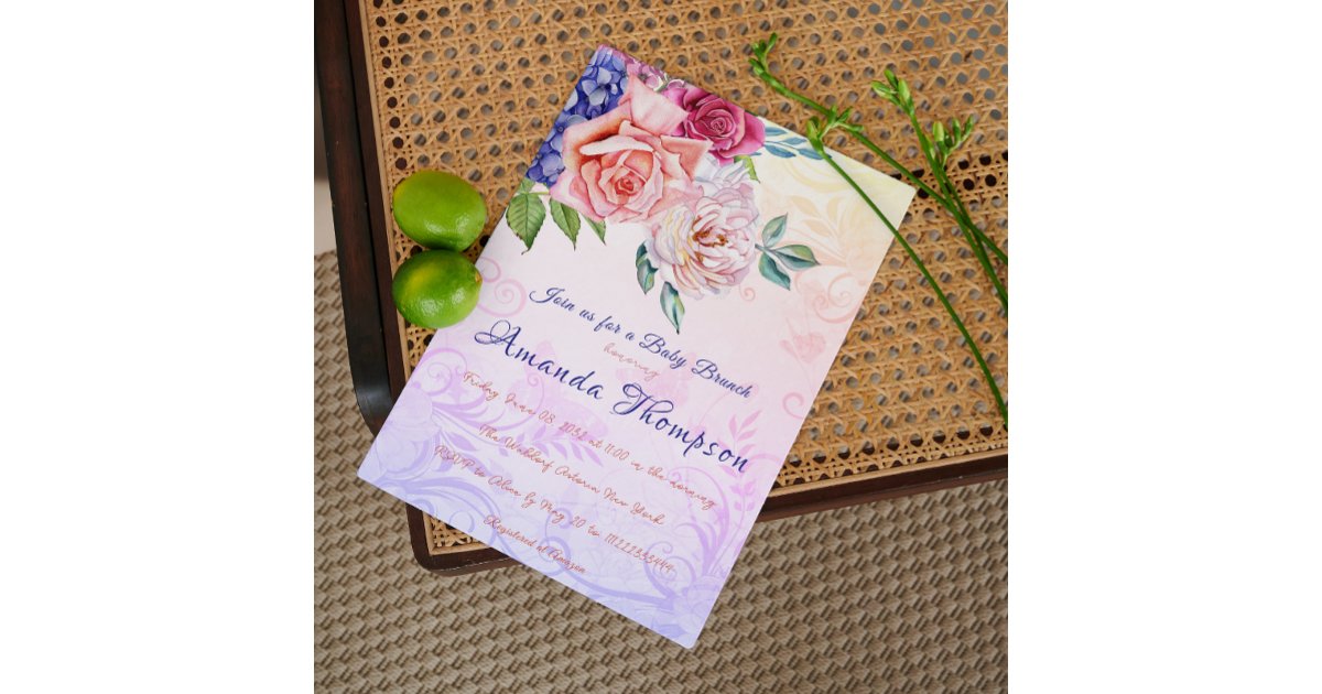 Garden Tea Party Calligraphy Baby Shower Brunch Invitation | Zazzle