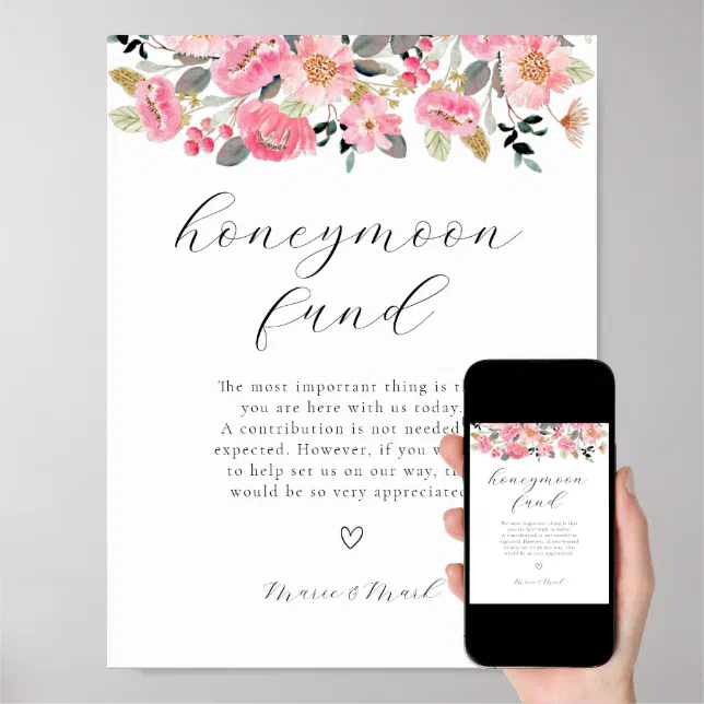 Garden Tea Party Honeymoon Fund Poster | Zazzle