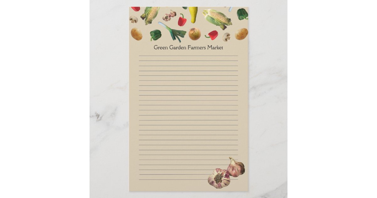 Garden Vegetables Farmers Custom Letterhead | Zazzle