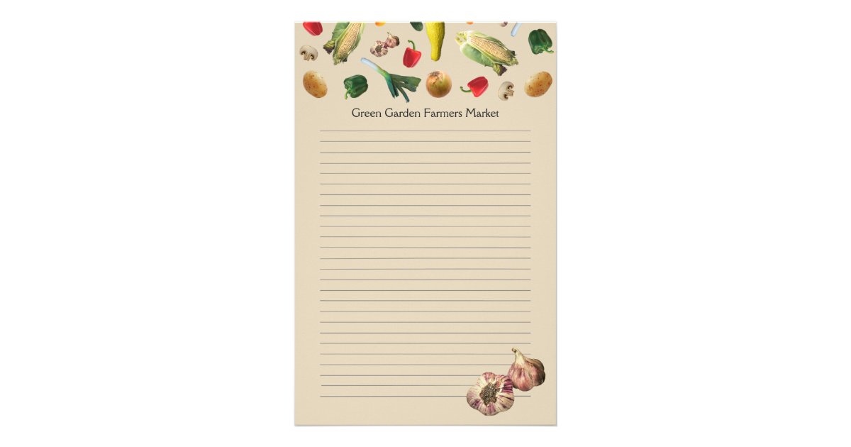 Garden Vegetables Farmers Custom Letterhead | Zazzle.com