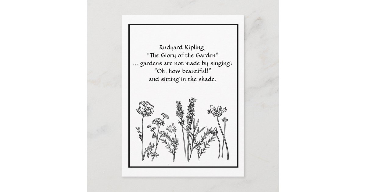 Garden Verse Rudyard Kipling Watercolor Flowers C Postcard | Zazzle