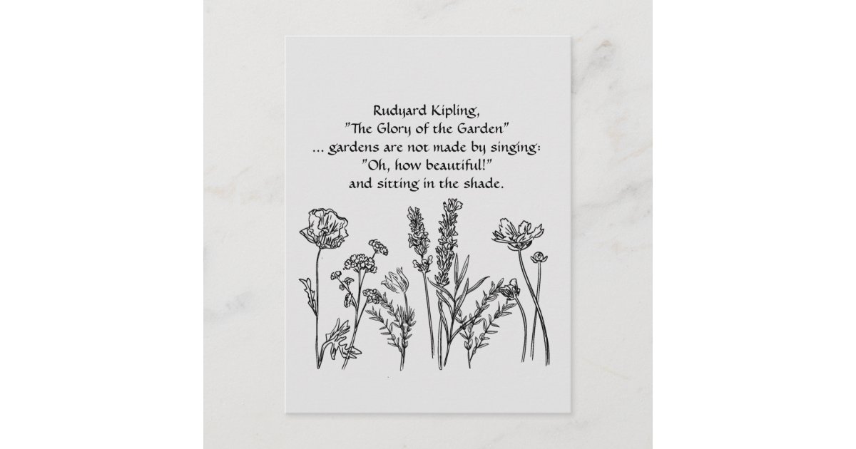 Garden Verse Rudyard Kipling Watercolor Flowers Postcard | Zazzle