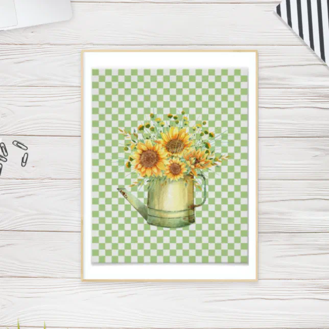 Garden Watering Can Sunflowers Poster | Zazzle