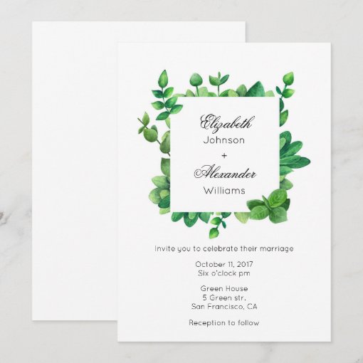 Garden wedding outdoor invitation. Green invite | Zazzle