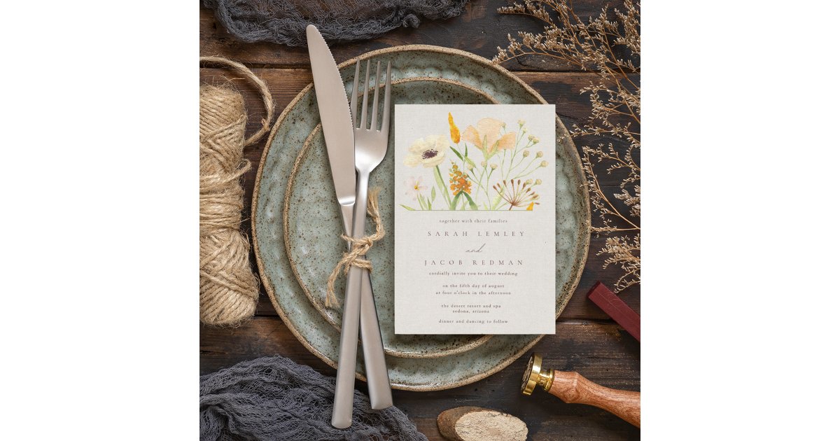 Garden Wedding Simple Wildflowers Botanical Invitation | Zazzle