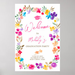 Garden wildflowers meadow welcome graduation poster | Zazzle