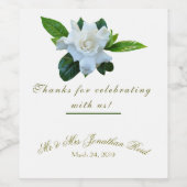 Gardenia Greenery Full Bloom Wedding Wine Label | Zazzle